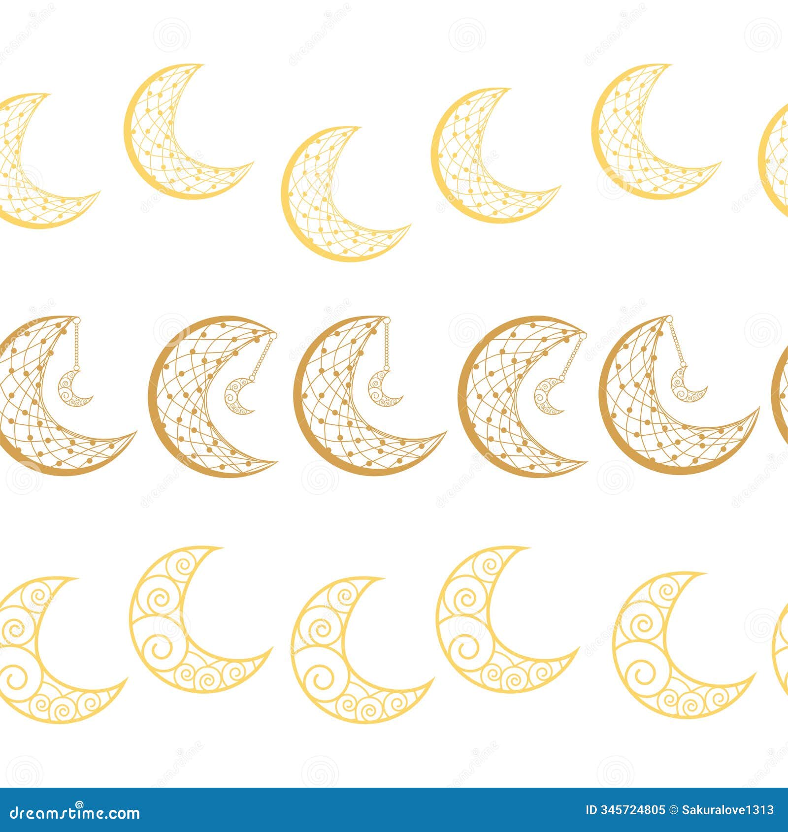 Horizontal Border, Set Magic and Heavens Seamless Pattern, with Magical ...