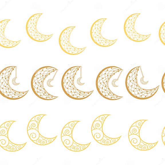 Horizontal Border, Set Magic and Heavens Seamless Pattern, with Magical ...