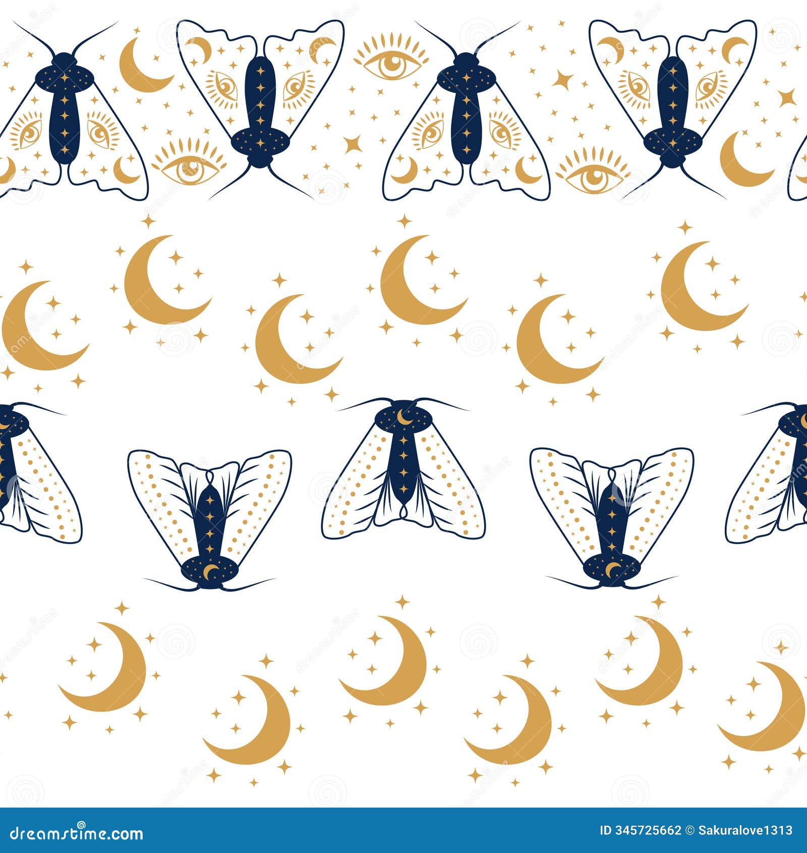Horizontal Border, Set Magic and Heavens Seamless Pattern, with Magical ...