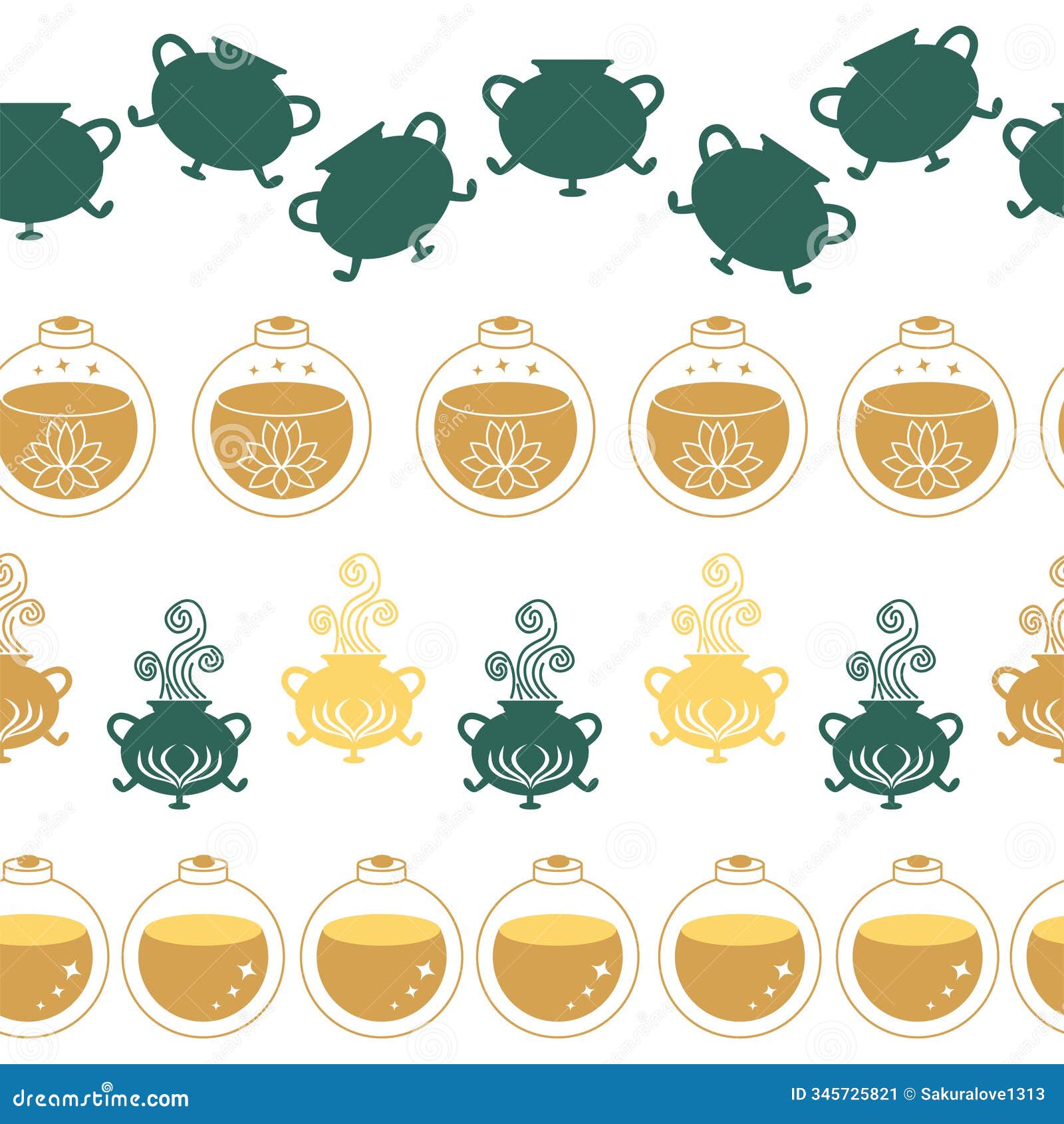 Horizontal Border, Set Magic and Heavens Seamless Pattern, with Magical ...