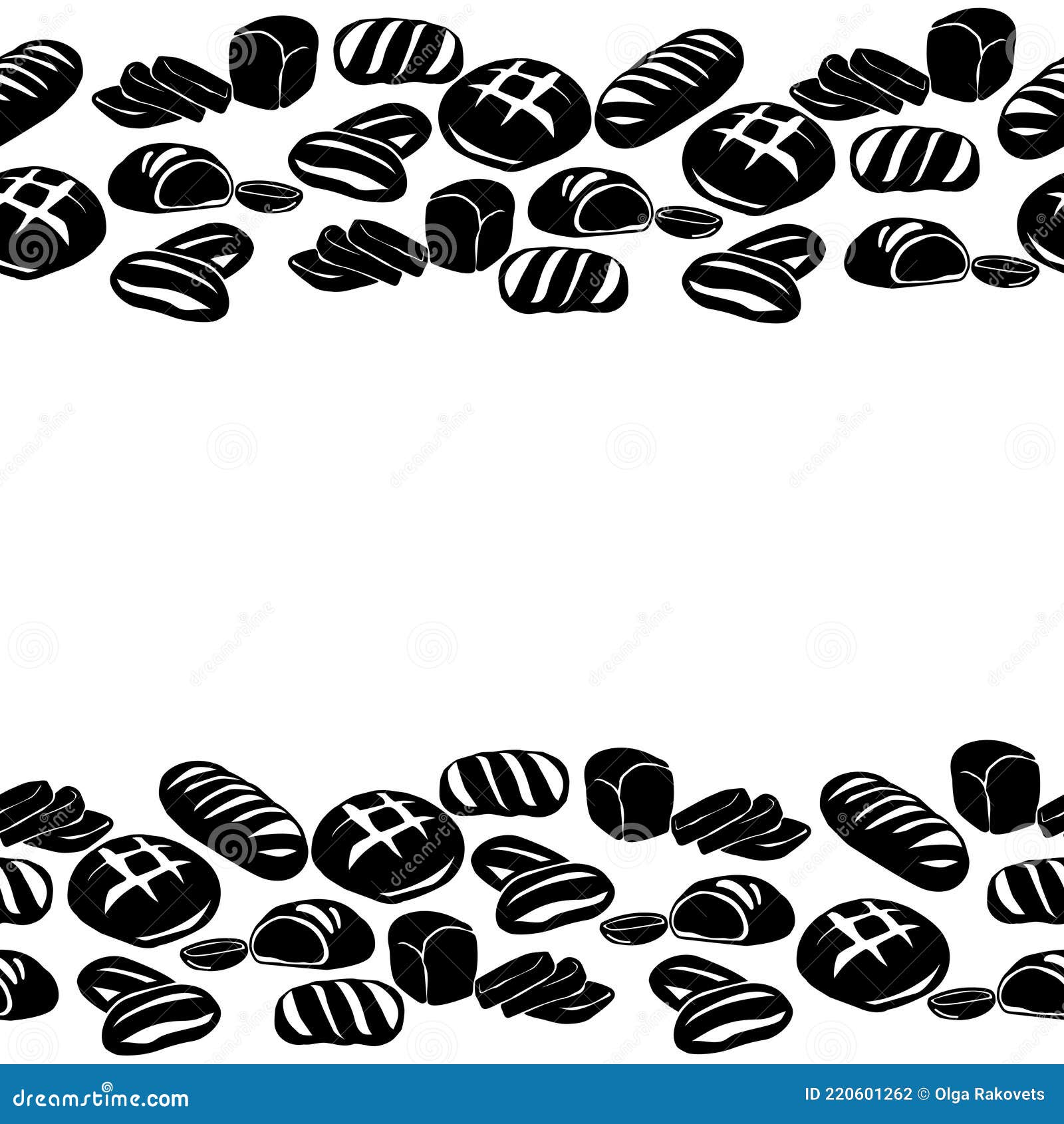 Horizontal Border from Silhouettes of Different Types of Bread ...