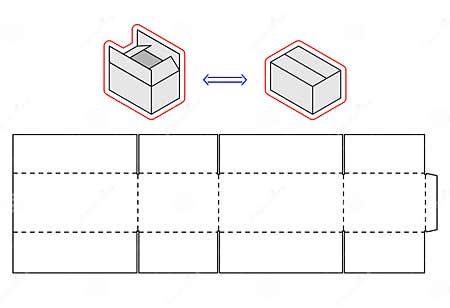 Horizontal Box Template. Vector Packing. Simple Cardboard Cut Stock ...