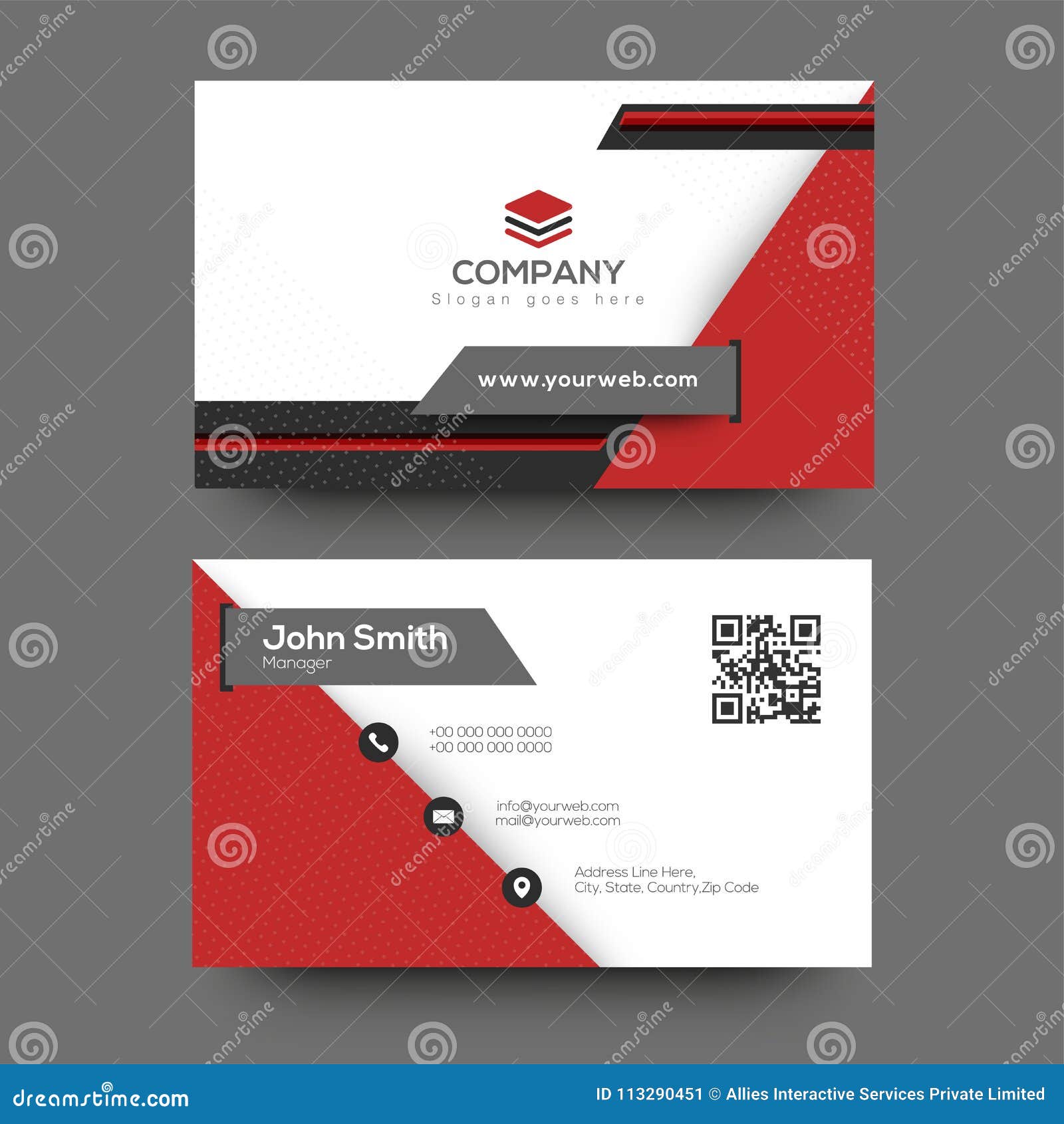 Horizontal Business Card with Front and Back Presentation. Stock ...