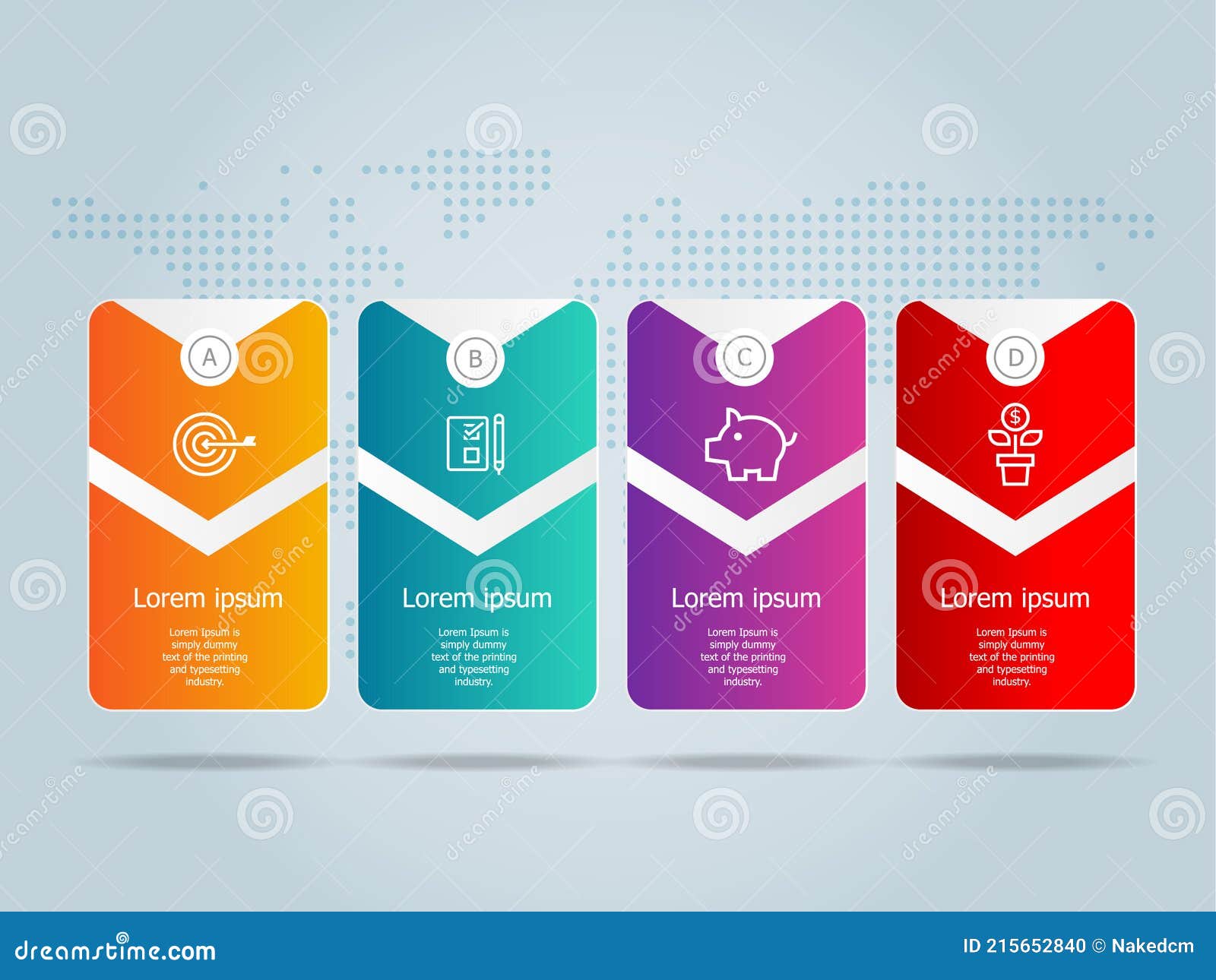 Horizontal Business Infographics Template Disign with Icons 4 Steps or ...