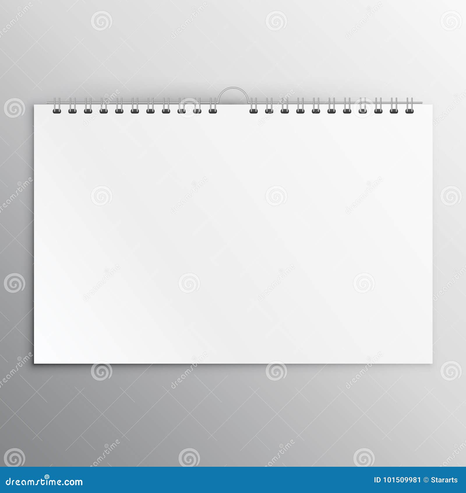 Horizontal Calendar or Notebook Blank Mockup Design Template Stock ...