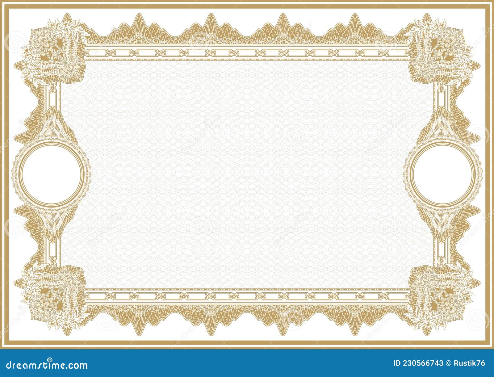 Horizontal Certificate Frame with Two Seals Gold Stock Illustration ...