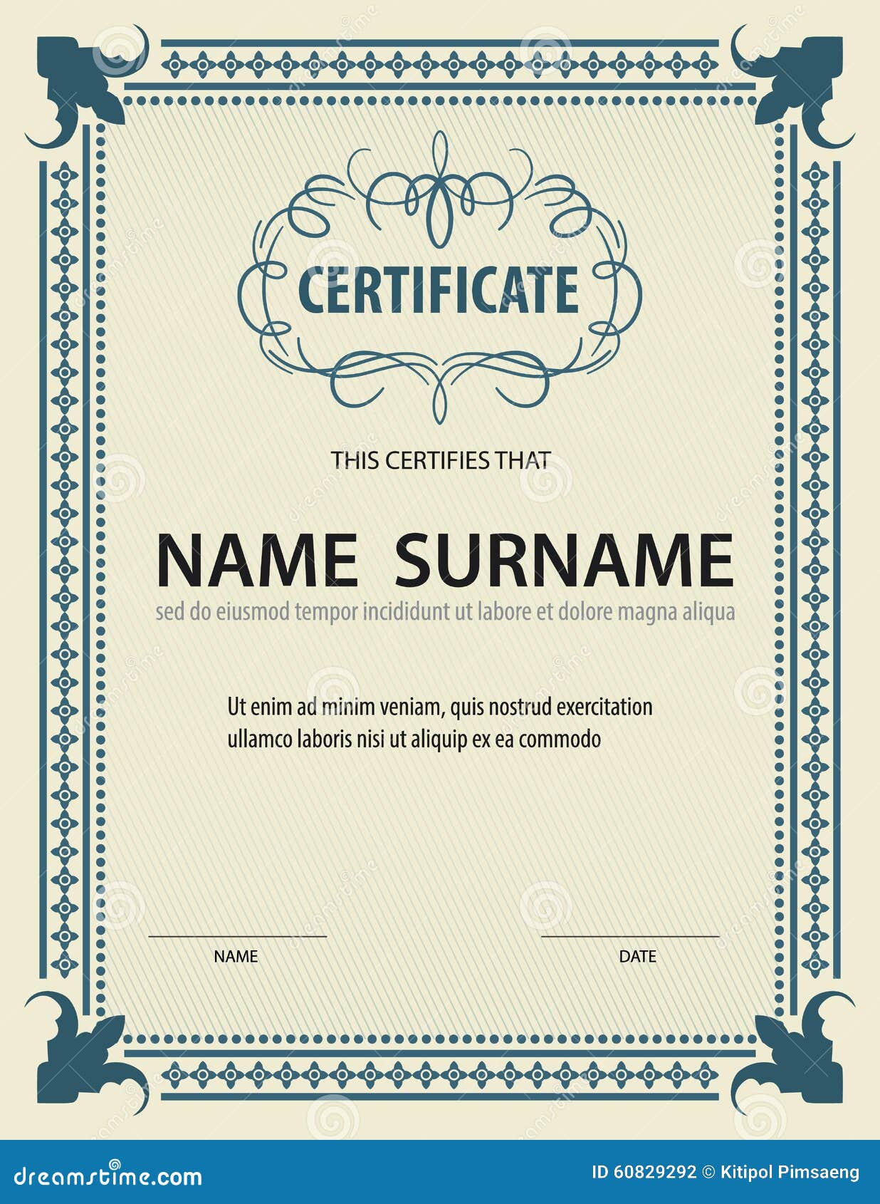 Horizontal Certificate Template,diploma,Letter Size ,vector Stock ...