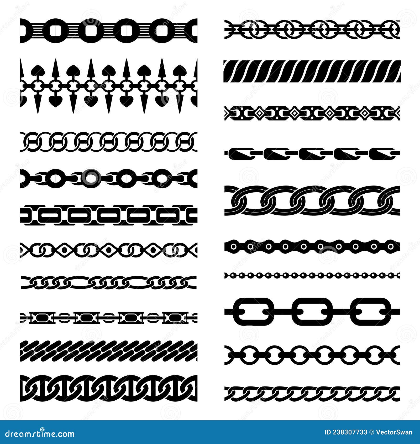 Horizontal Chains Collection Stock Vector - Illustration of iron ...