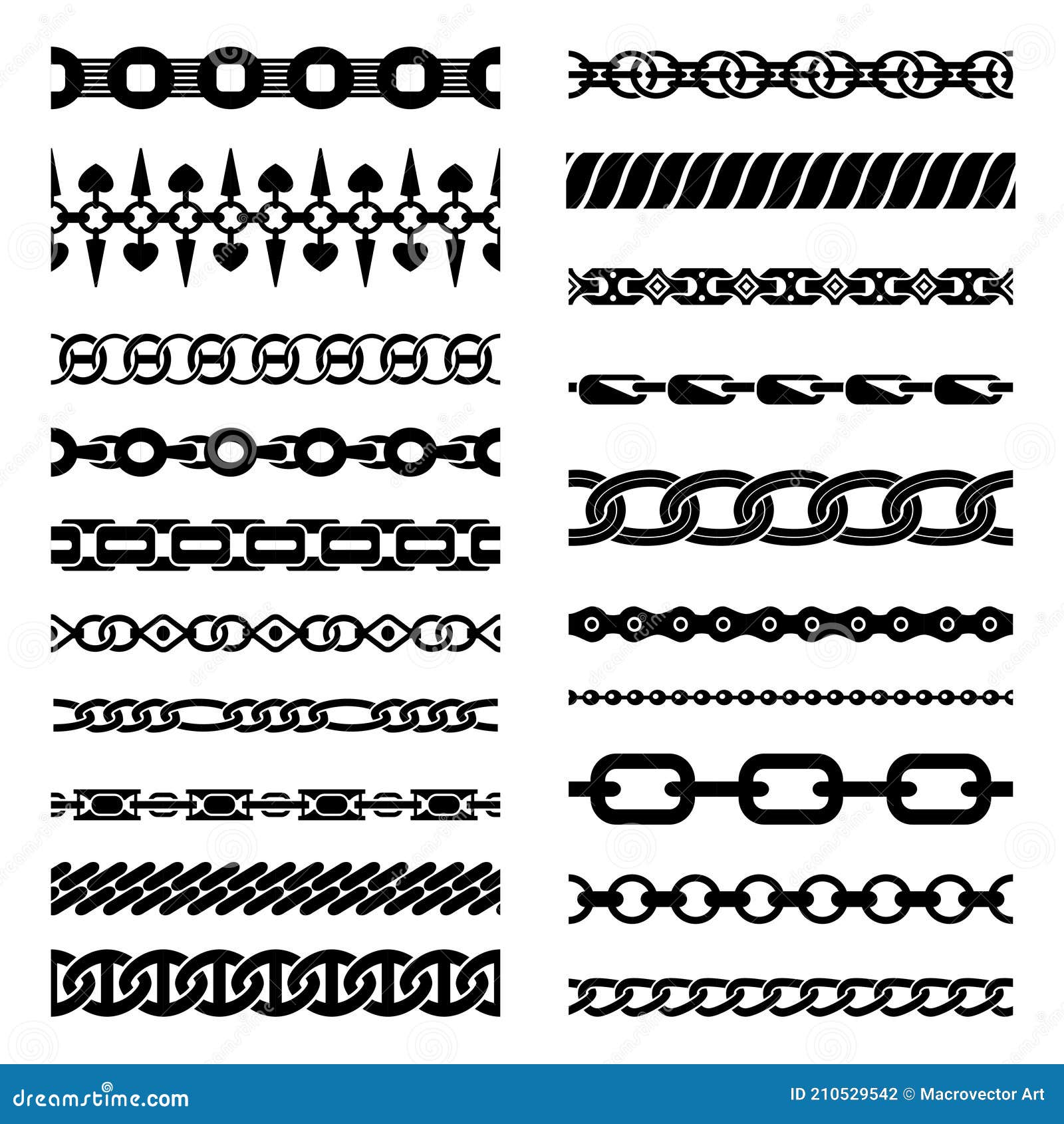 Horizontal Chains Collection Stock Vector - Illustration of collection ...