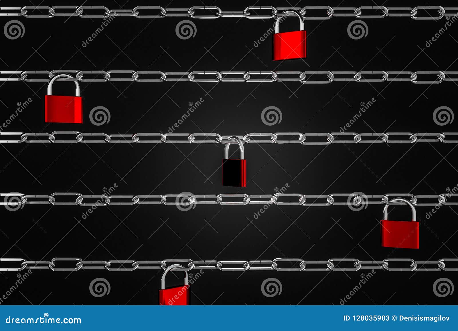 Horizontal Chains with Red Padlocks on Them Stock Illustration ...