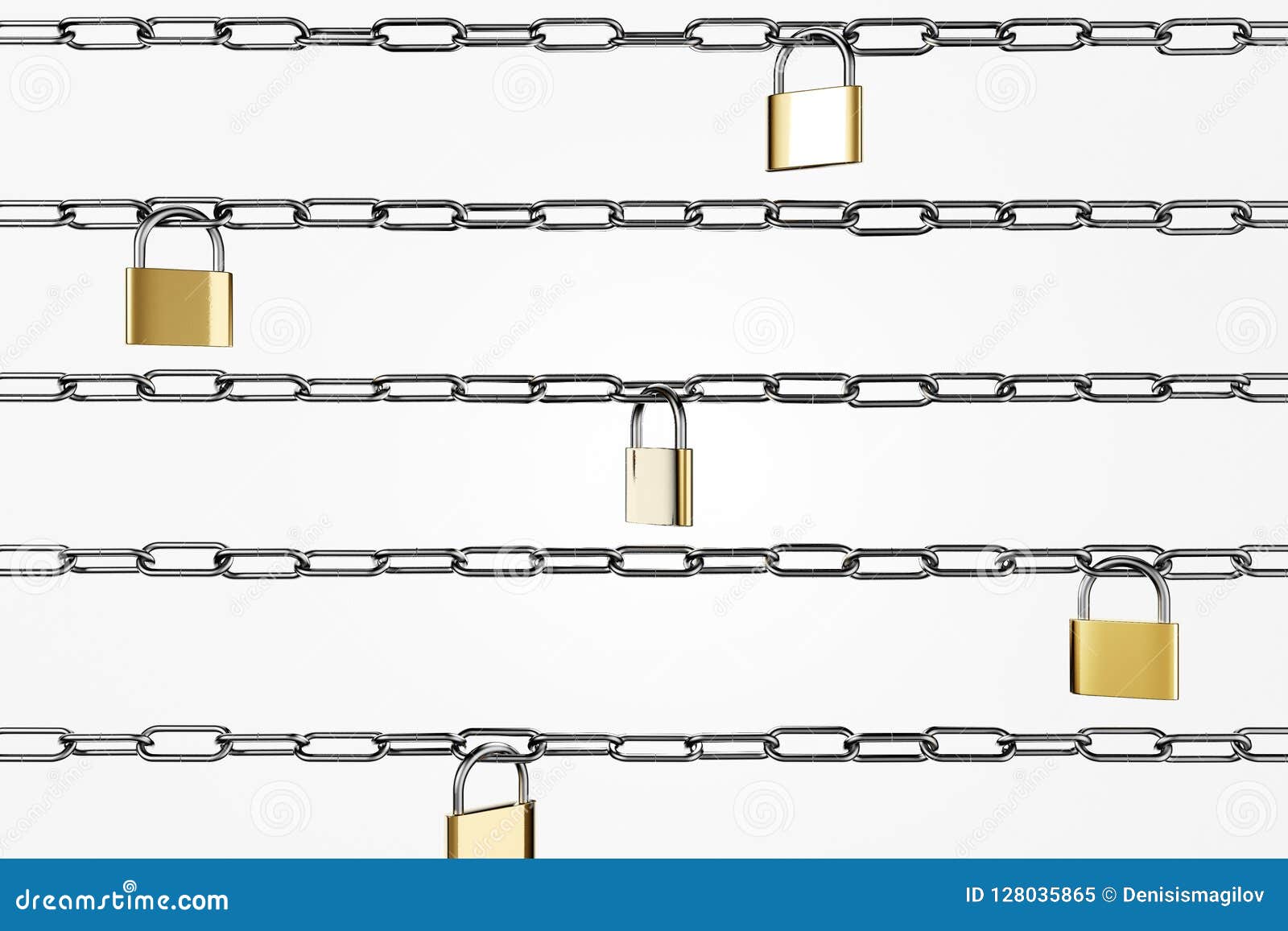 Horizontal Chains with Yellow Padlocks Stock Illustration ...