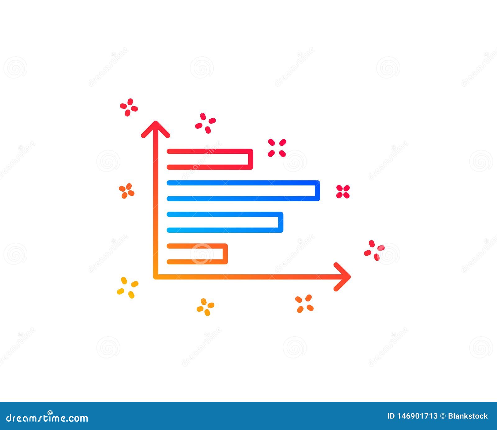 Horizontal Chart Line Icon. Column Graph Sign. Vector Stock Vector ...