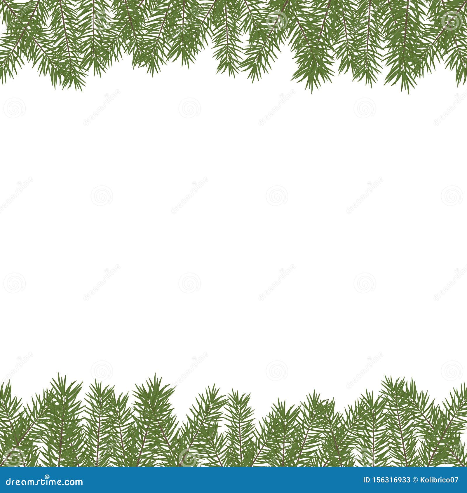 Horizontal Christmas Tree Border. Vector Christmas Tree Branches Stock ...