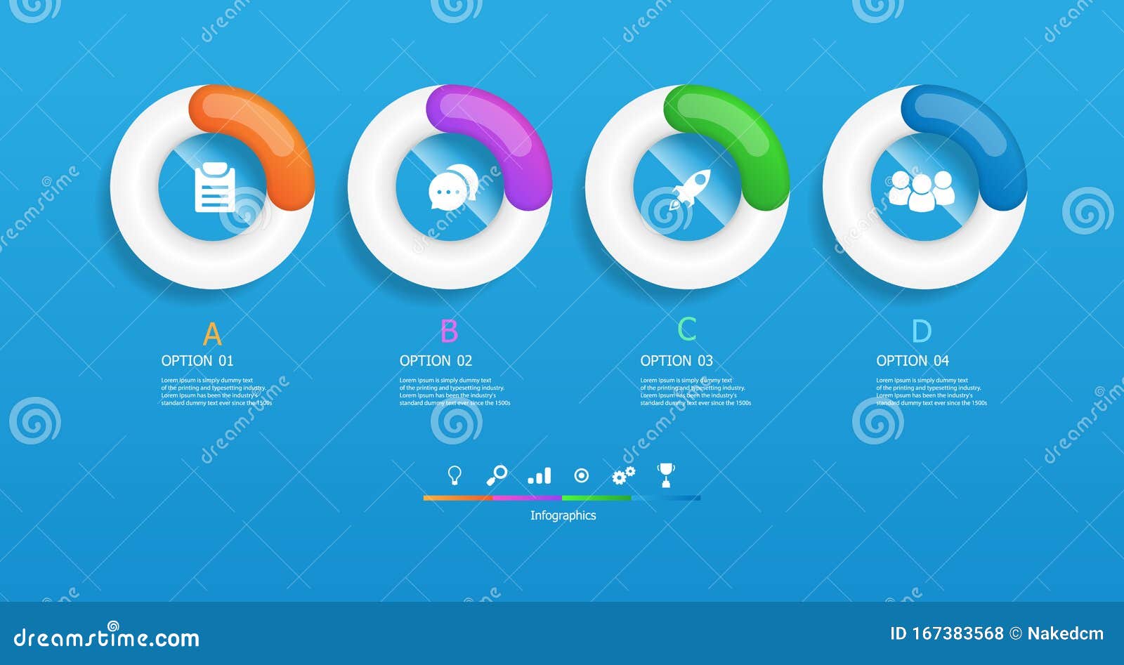 Horizontal Circles Infographics 4 Steps Vector Illustration Stock ...