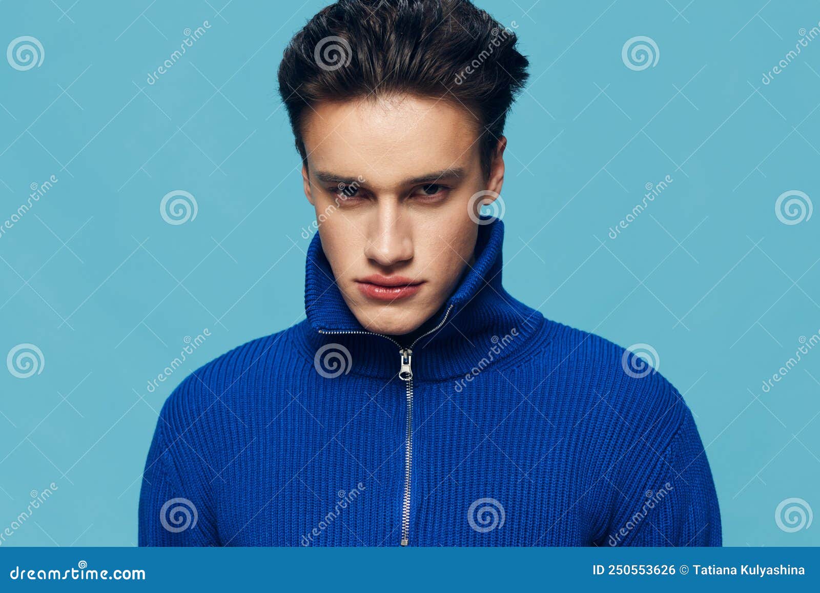Horizontal Close-up Portrait of an Angry, Aggressive Man Standing on a ...