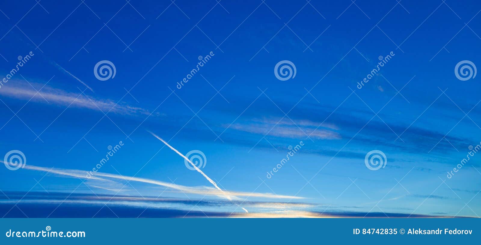 Horizontal Clouds on a Blue Evening Sky Stock Image - Image of outdoor ...