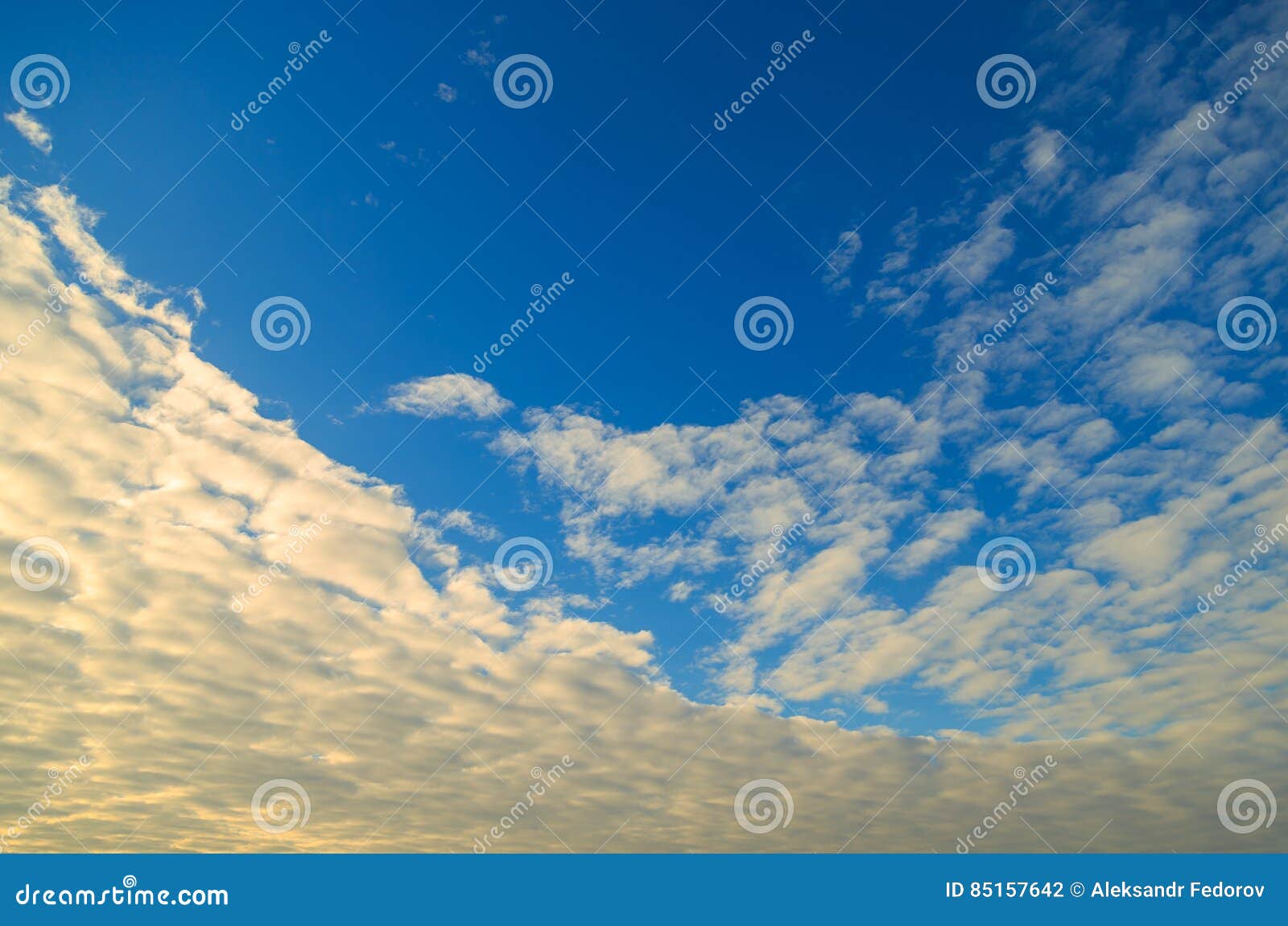 Horizontal Clouds on a Blue Evening Sky Stock Photo - Image of ...