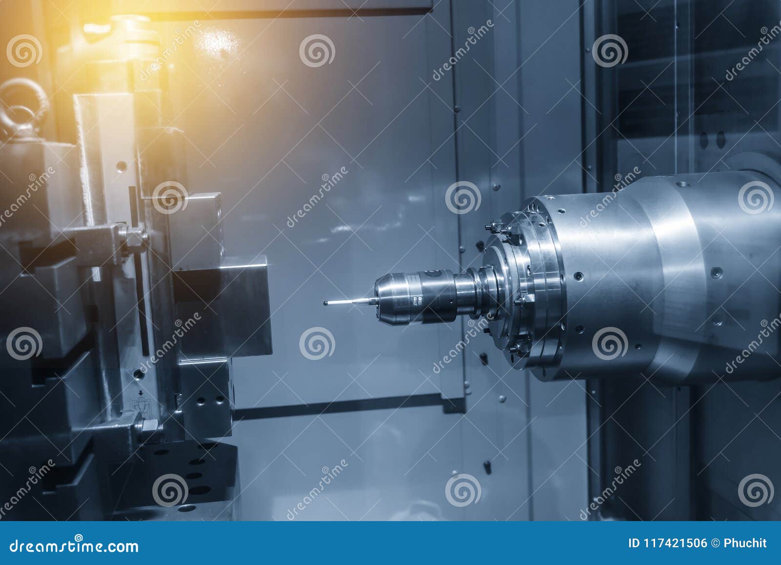 The Horizontal CNC Milling Machine Attach the CMM Probe Stock Photo ...