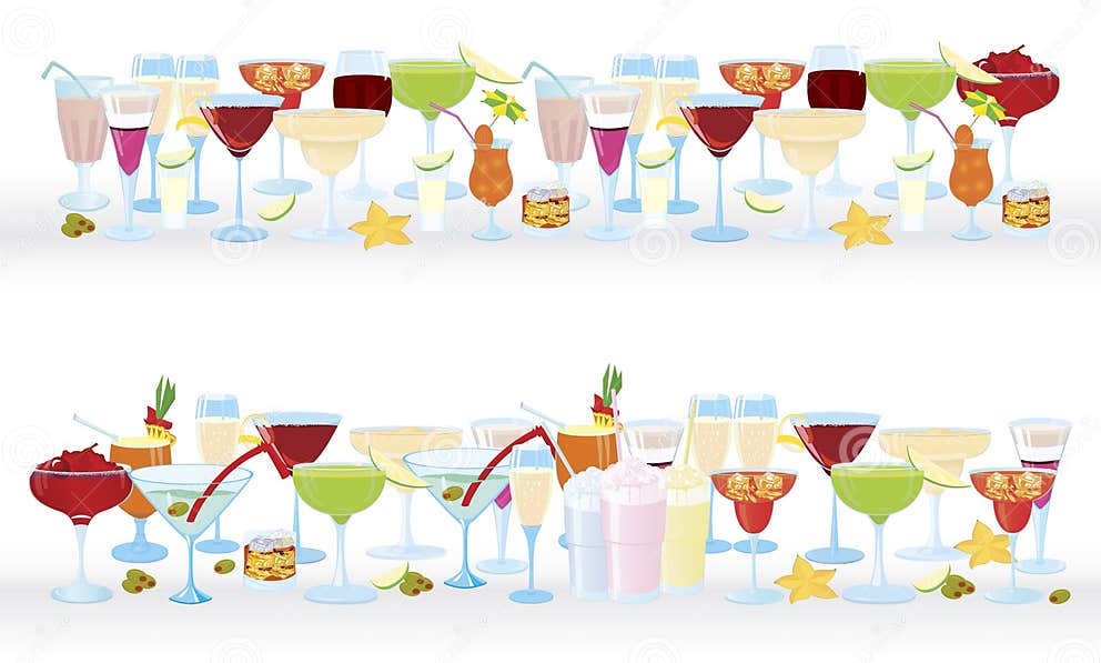 Horizontal-cocktail-borders Stock Vector - Illustration of contemporary ...