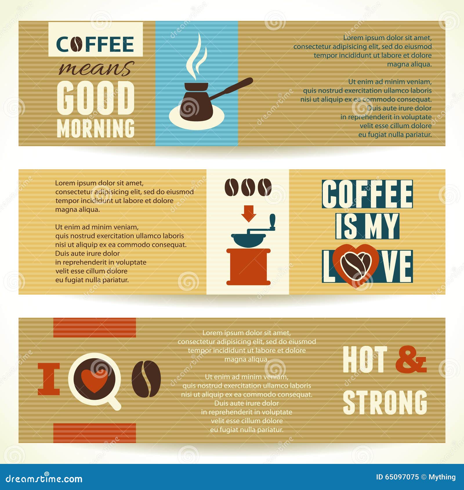 Horizontal Coffee Shop Banner With Barista Making Coffee. Geometric ...