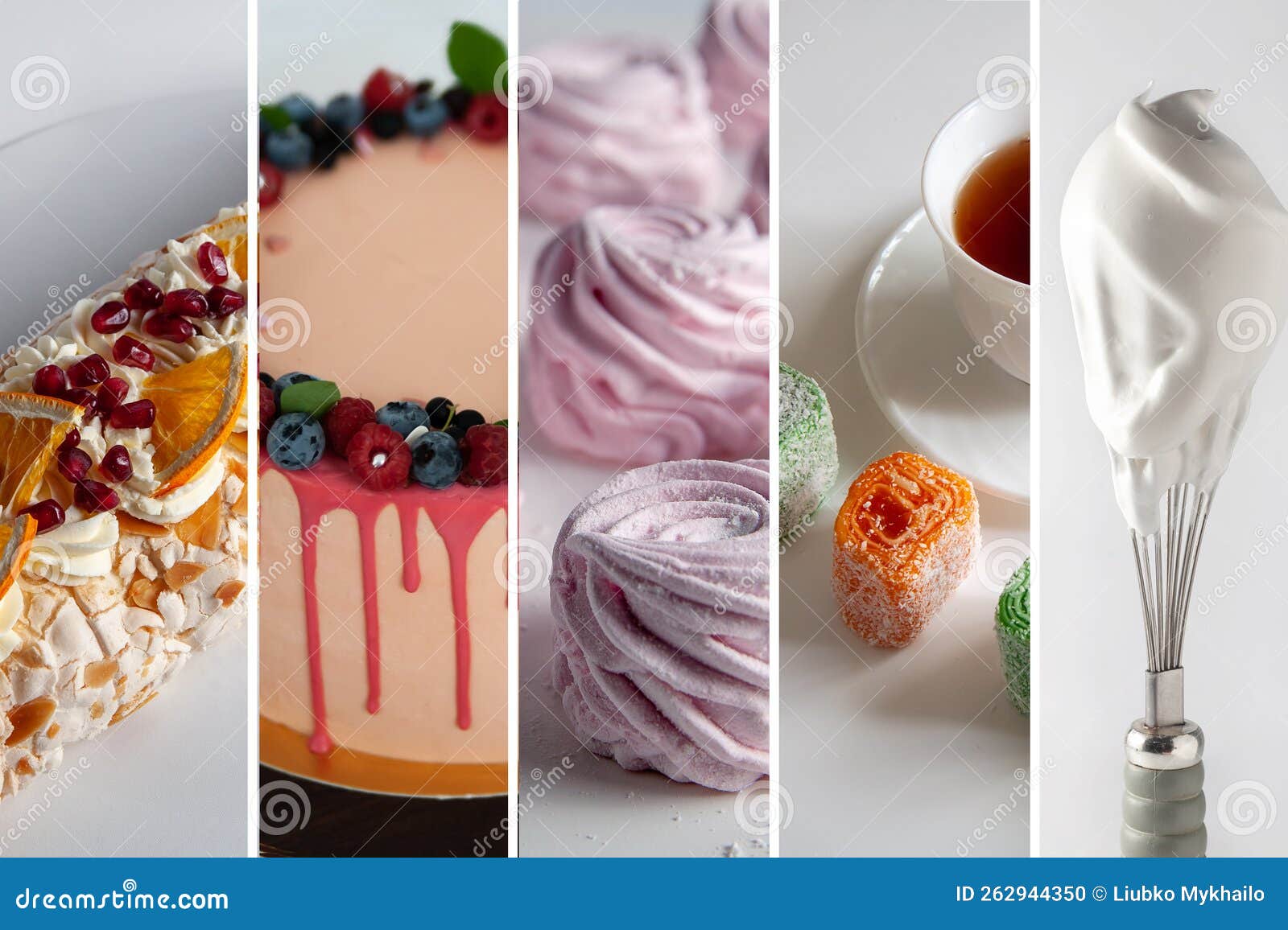 Horizontal Collage of Cakes. Which Includes Cake, Marshmallows ...