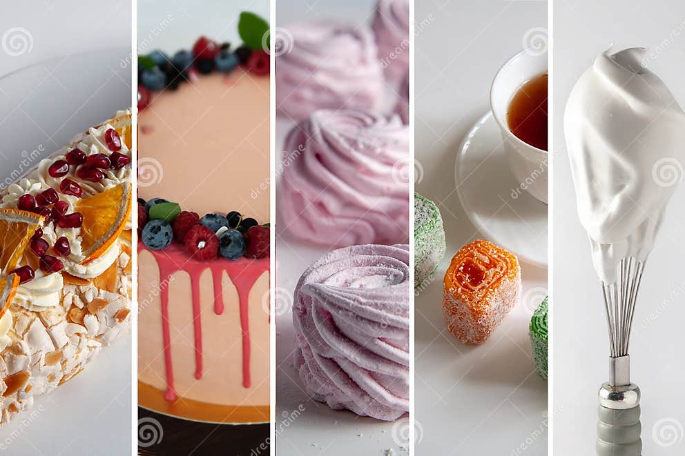Horizontal Collage of Cakes. Which Includes Cake, Marshmallows ...