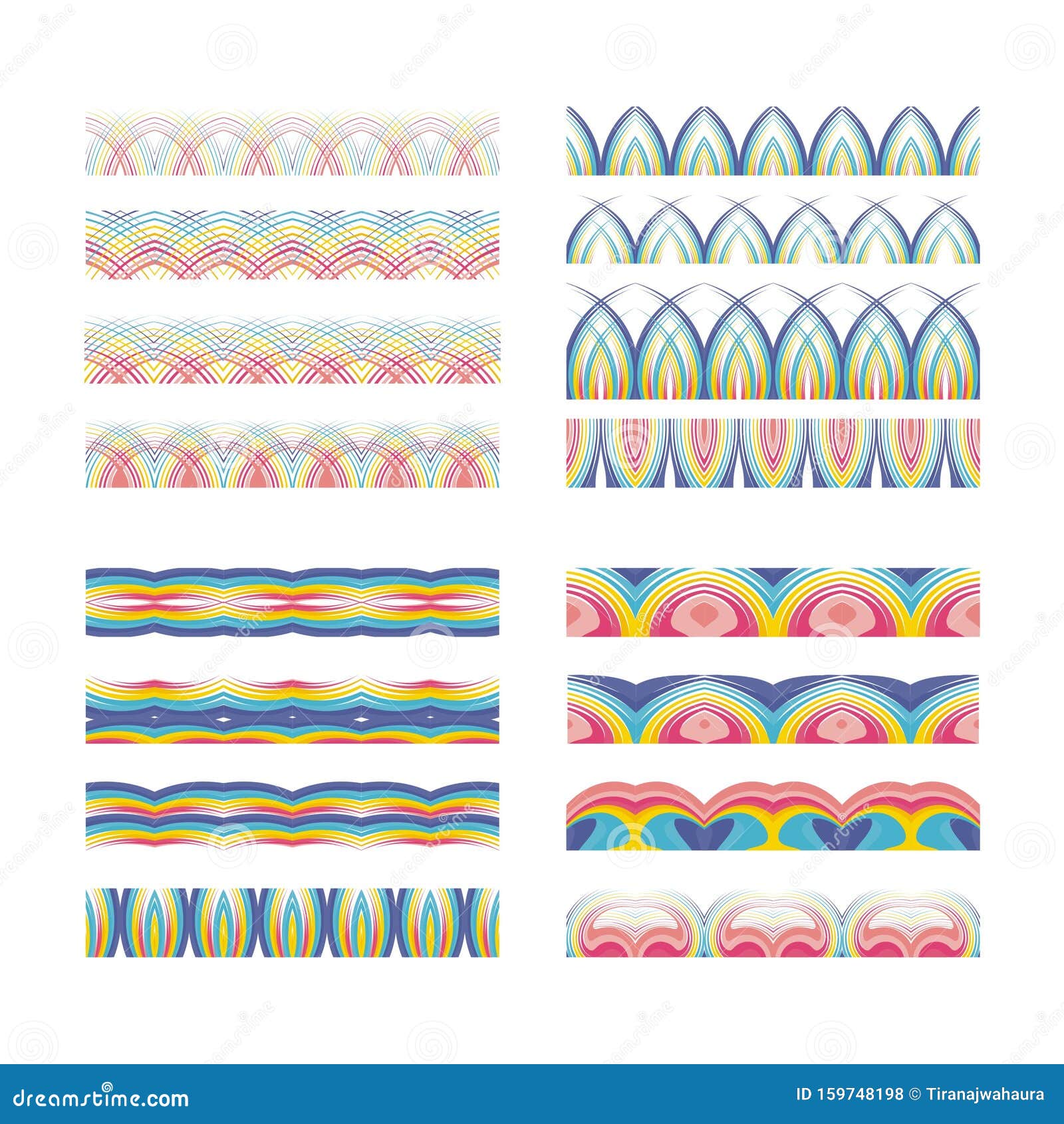 Horizontal Colorful Border Vector with Unique Design Stock Vector ...