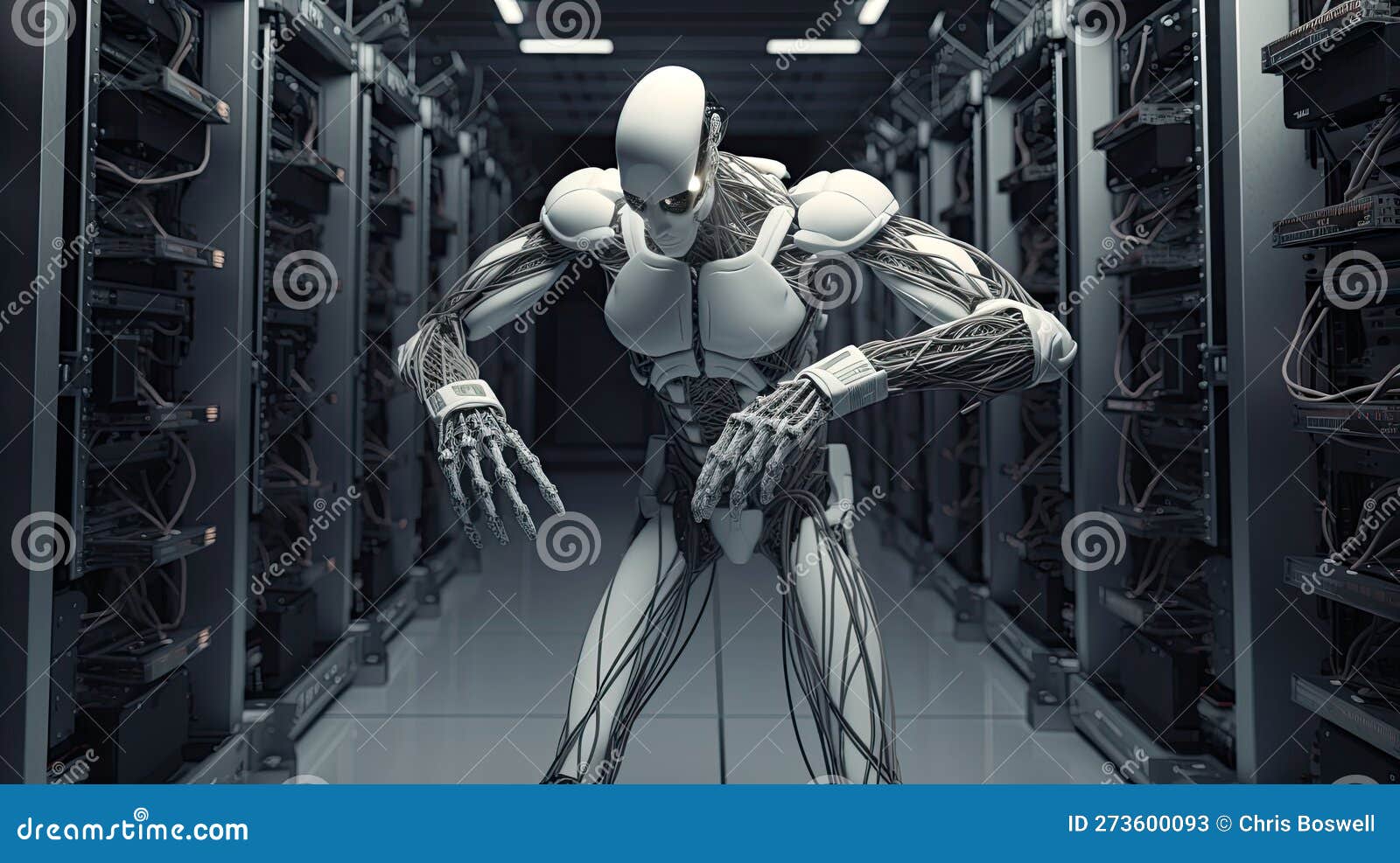 Horizontal Composition of Cyborg Robot Getting a Data Reboot AI CGI ...