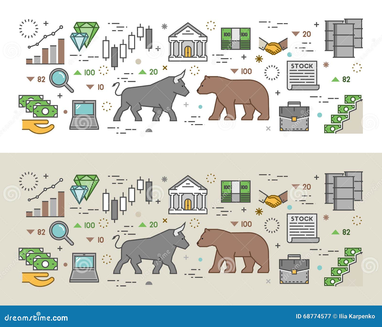 Horizontal Concept of Stock Market Stock Illustration - Illustration of ...
