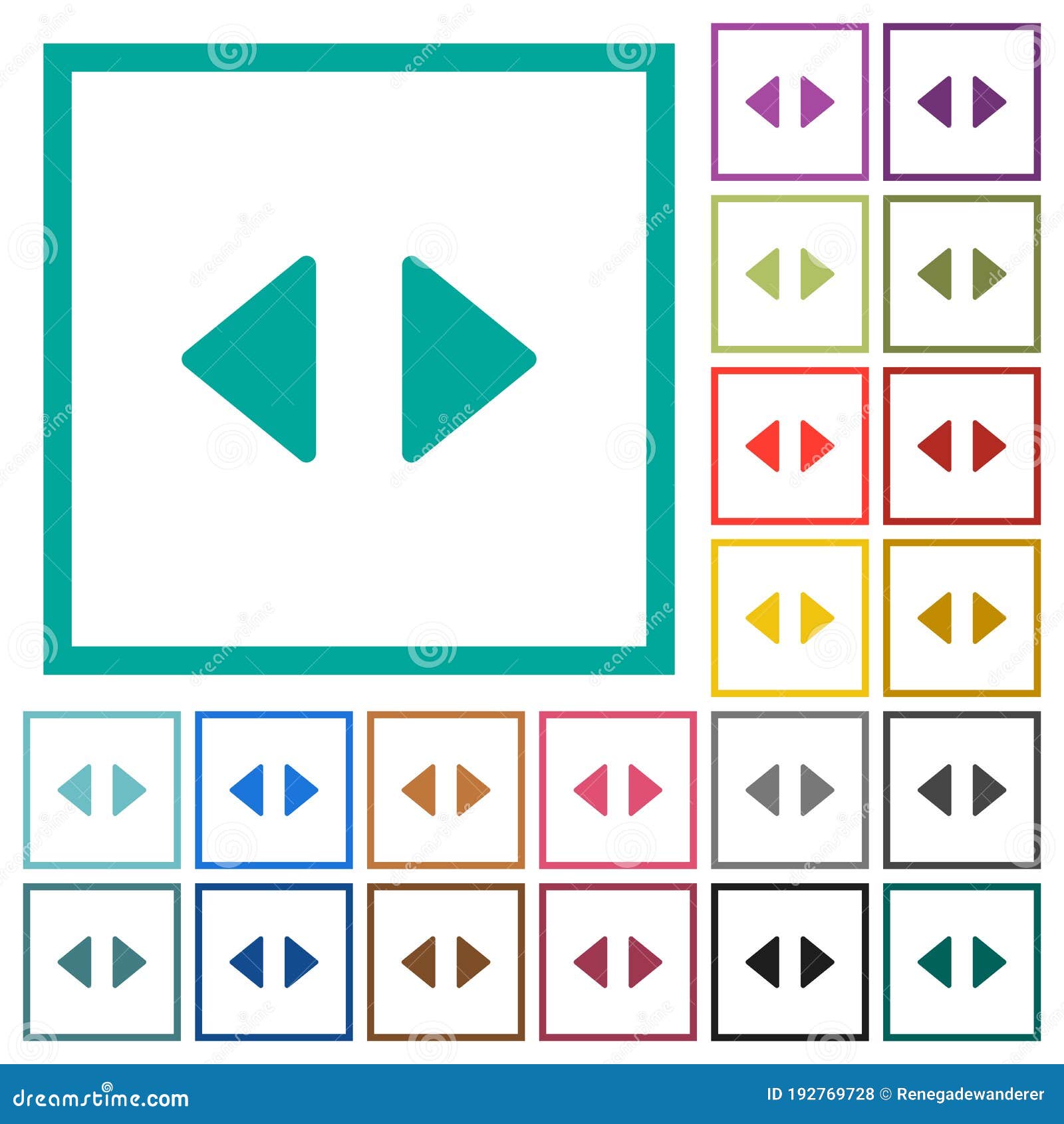 Horizontal Control Arrows Flat Color Icons with Quadrant Frames Stock ...