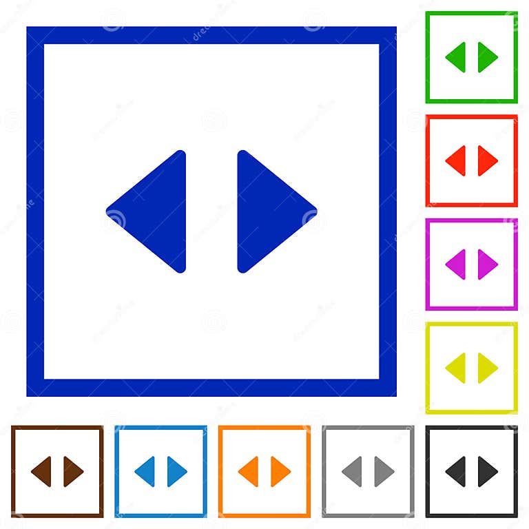 Horizontal Control Arrows Flat Framed Icons Stock Vector - Illustration ...