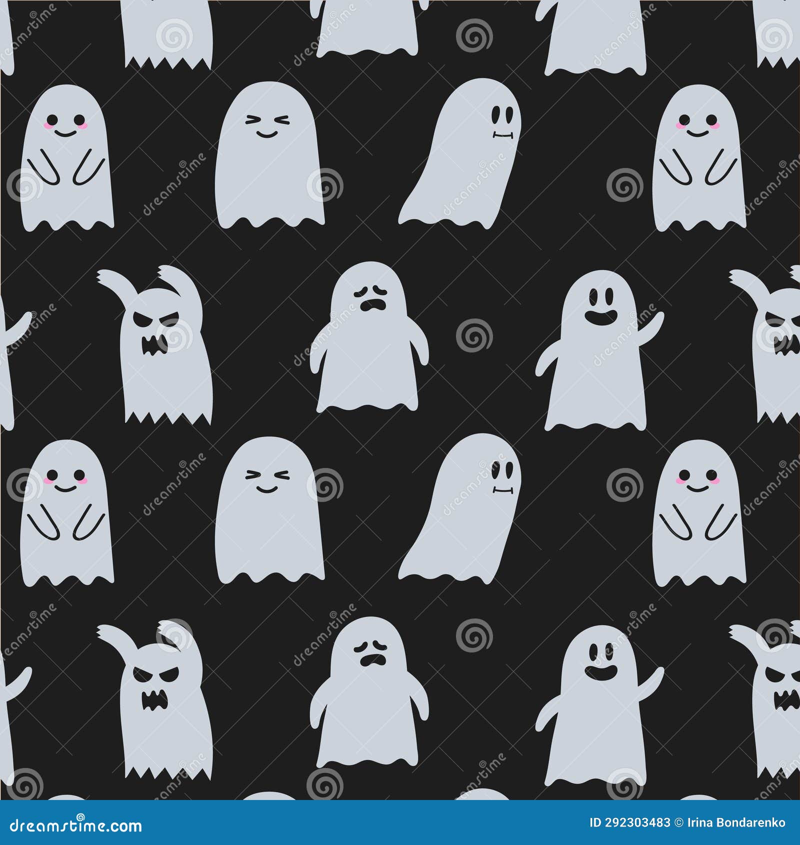 Horizontal Creepy Pattern for Halloween with Ghosts Stock Vector ...
