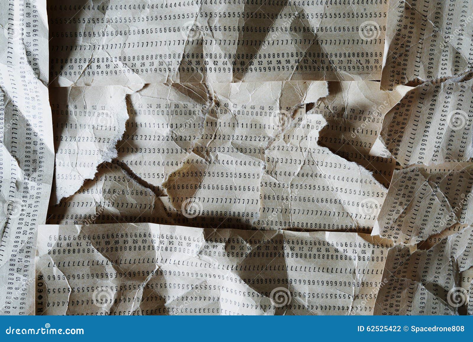 Horizontal Crumpled Punched Cards Stock Photo - Image of digits ...