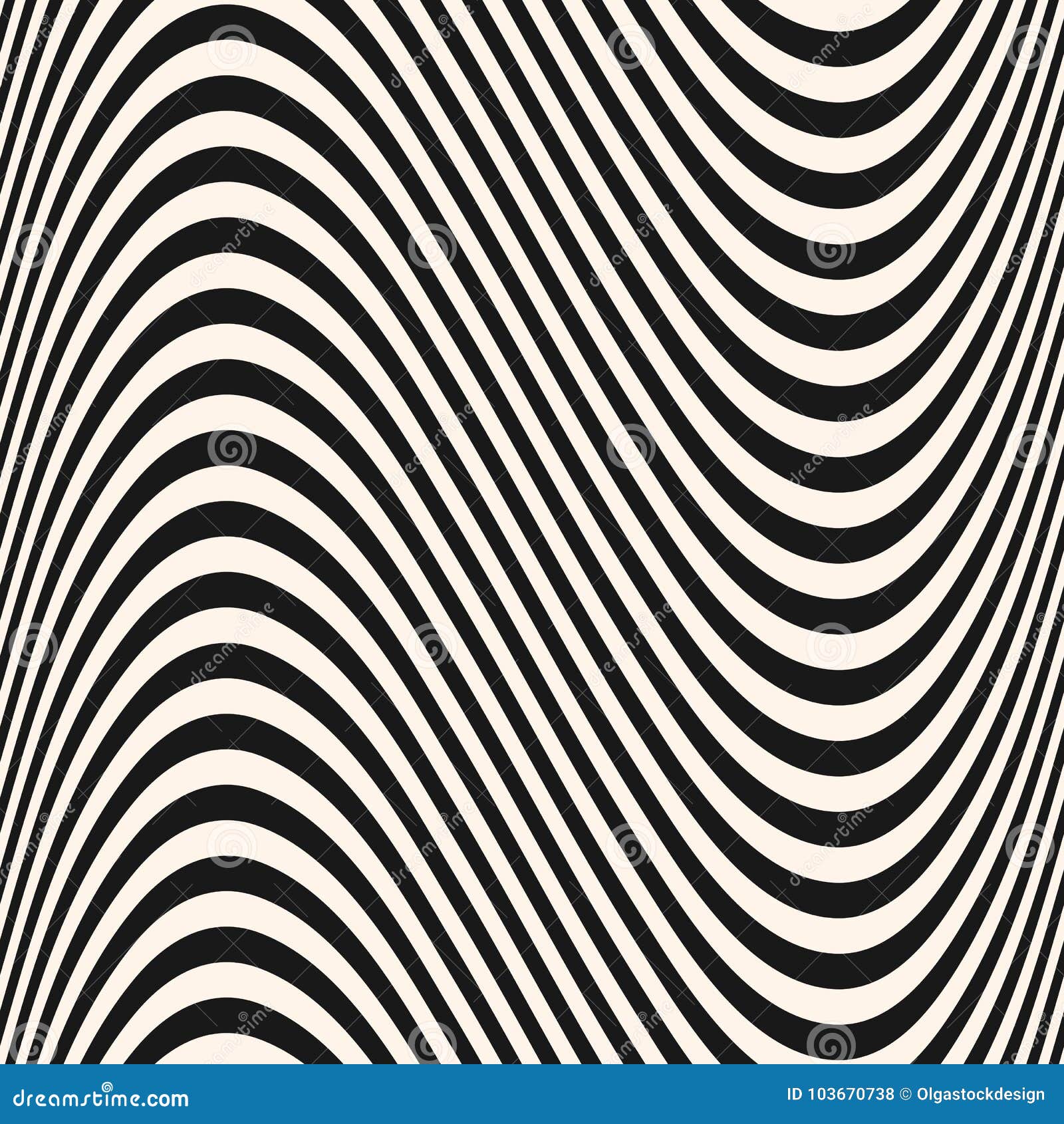 Horizontal Curved Wavy Lines. Vector Seamless Stripes Pattern. Stock ...