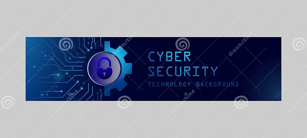 Horizontal Cyber Security Technology Futuristic Template Background ...