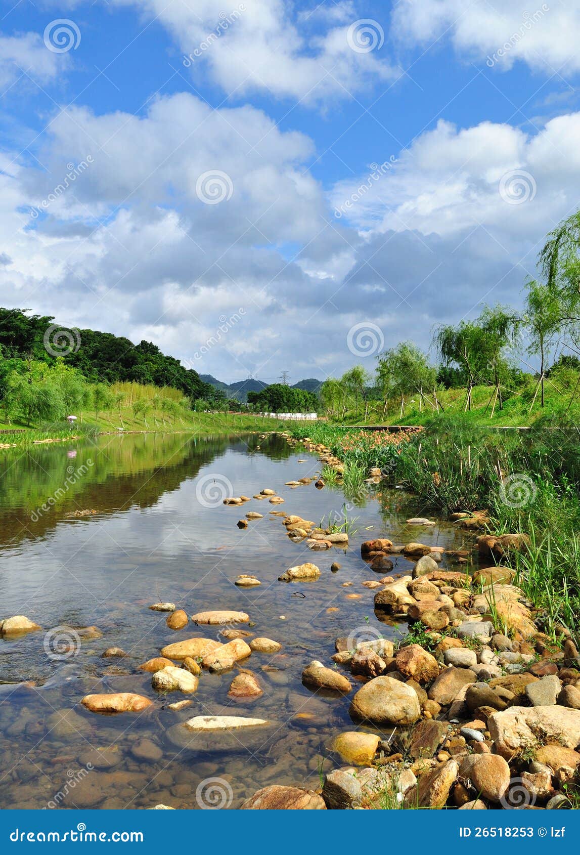 Horizontal de rive image stock. Image du herbe, vert - 26518253