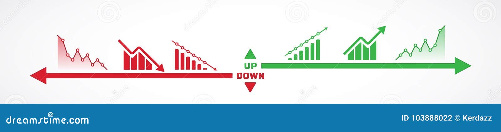 Horizontal Design of Charts Icons Going Up and Down Stock Vector ...