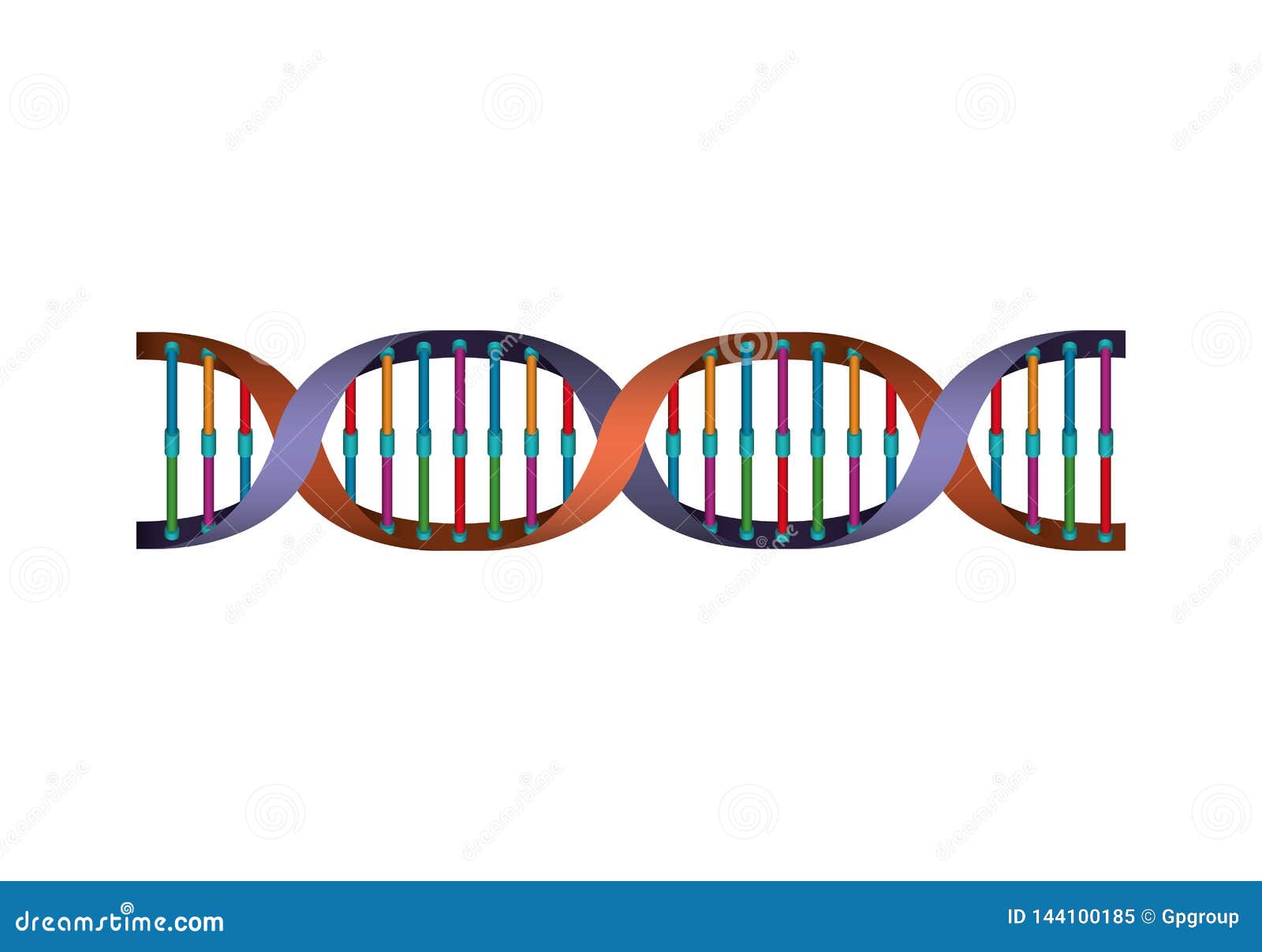 Horizontal Dna Chain Science Colorful Icon Stock Vector - Illustration ...