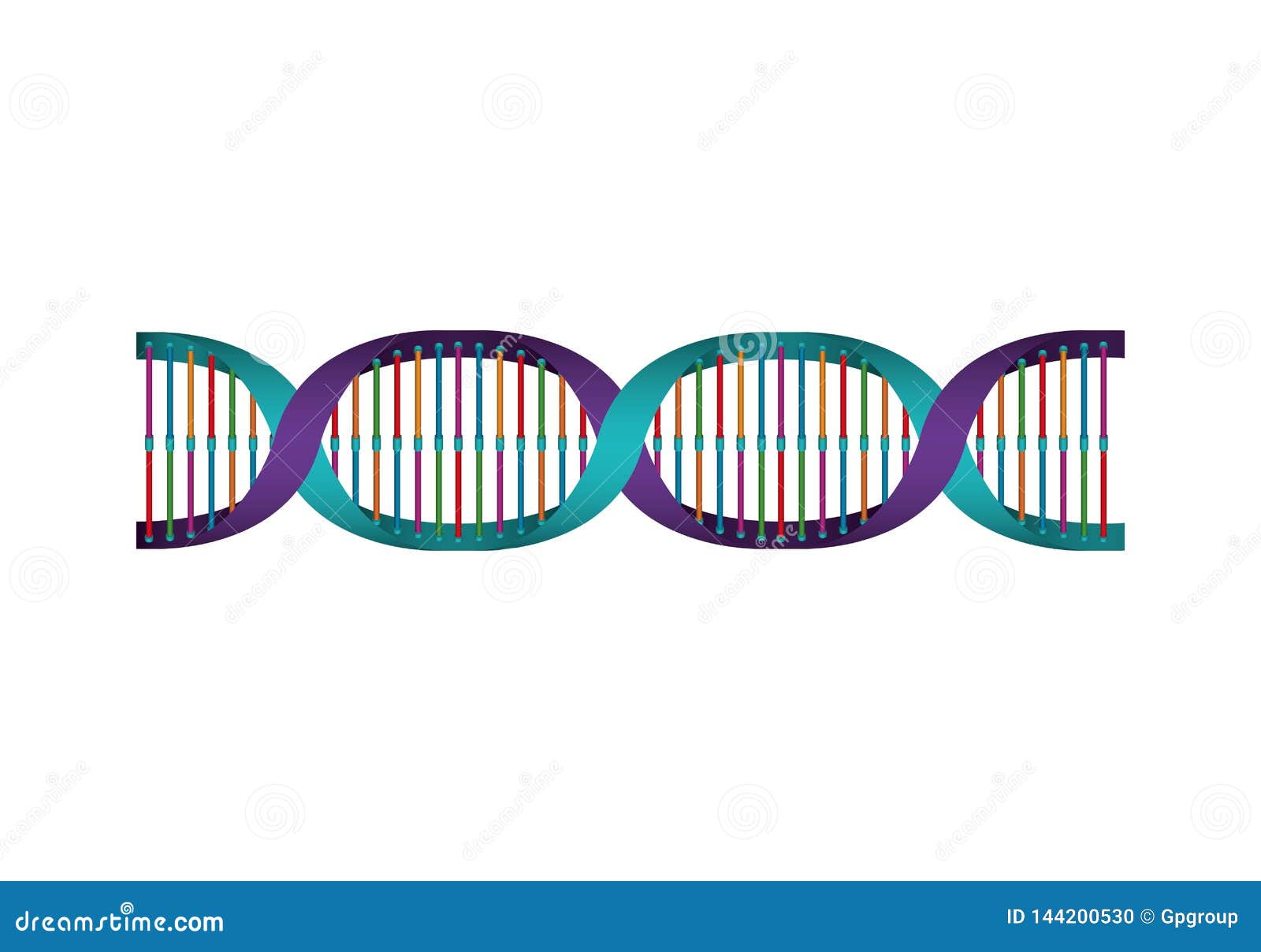 Horizontal Dna Chain Science Colorful Icon Stock Vector - Illustration ...