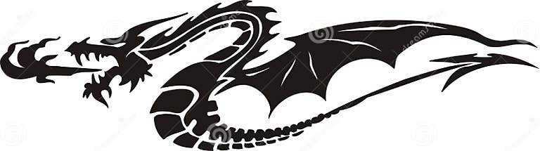Horizontal Dragons. stock vector. Illustration of black - 17275890