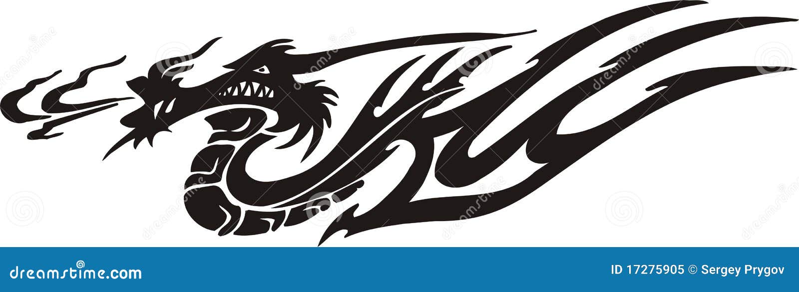 Horizontal Dragons. stock vector. Illustration of scale - 17275905