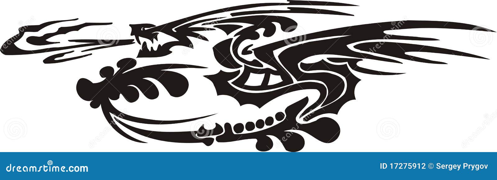 Horizontal Dragons. stock vector. Illustration of scale - 17275912