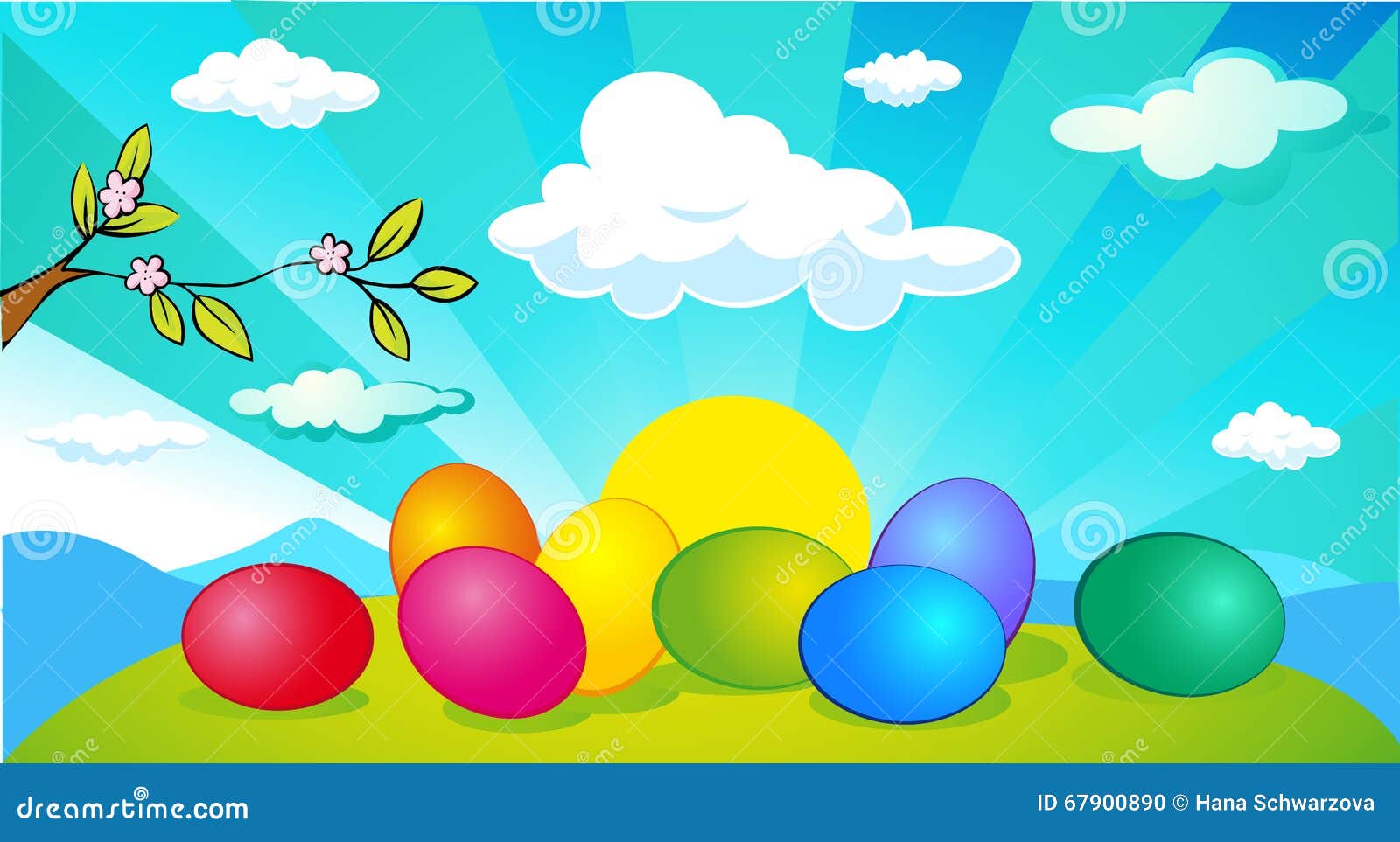 Horizontal Easter and Spring Banner Design with Easter Egg - Vector ...