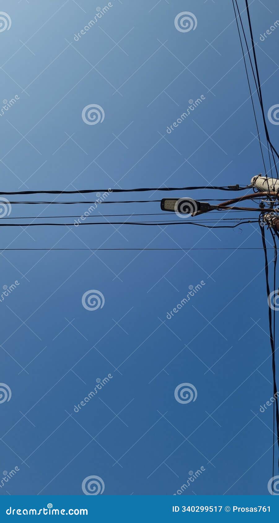 Horizontal Electrical Cables in Blue Sky Stock Image - Image of ...