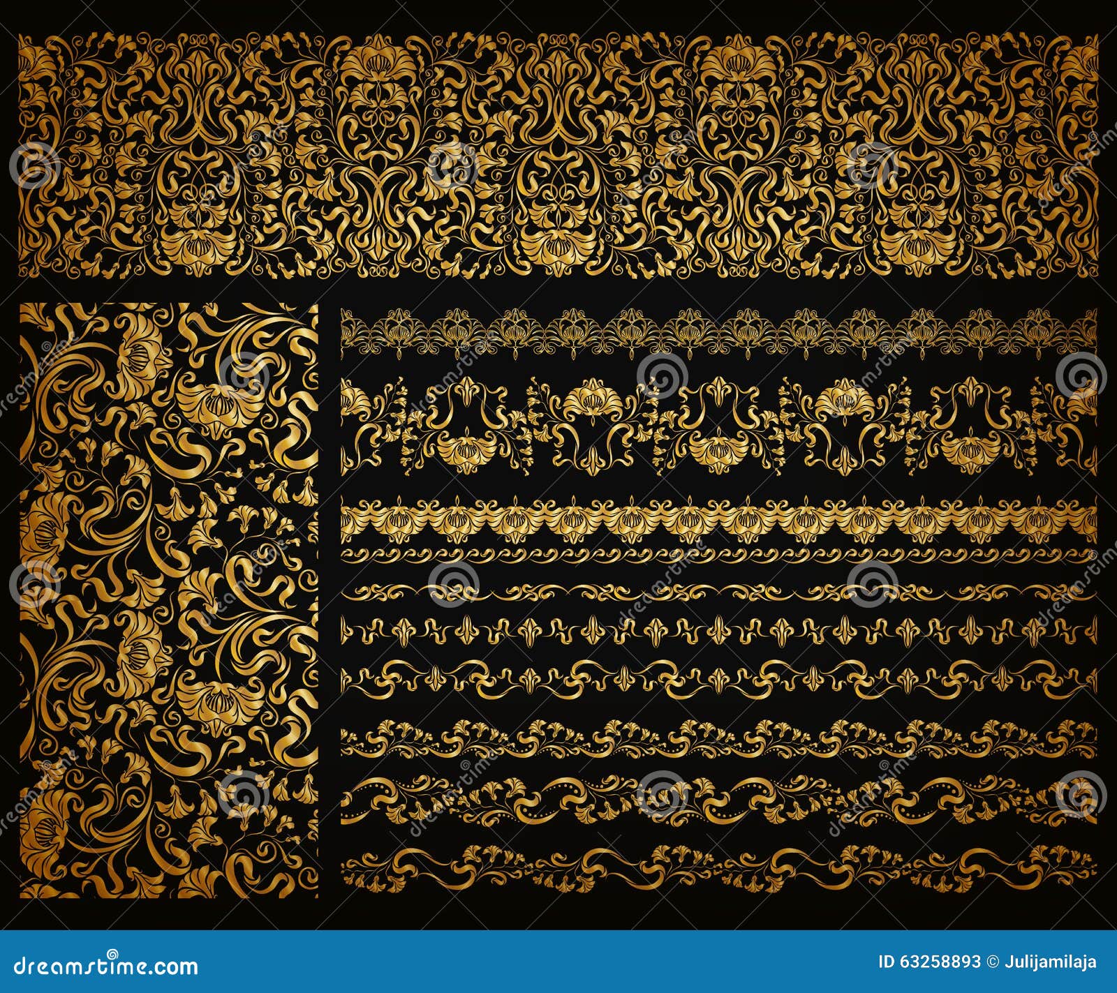 Horizontal Elements Decoration Vector Stock Vector - Illustration of ...