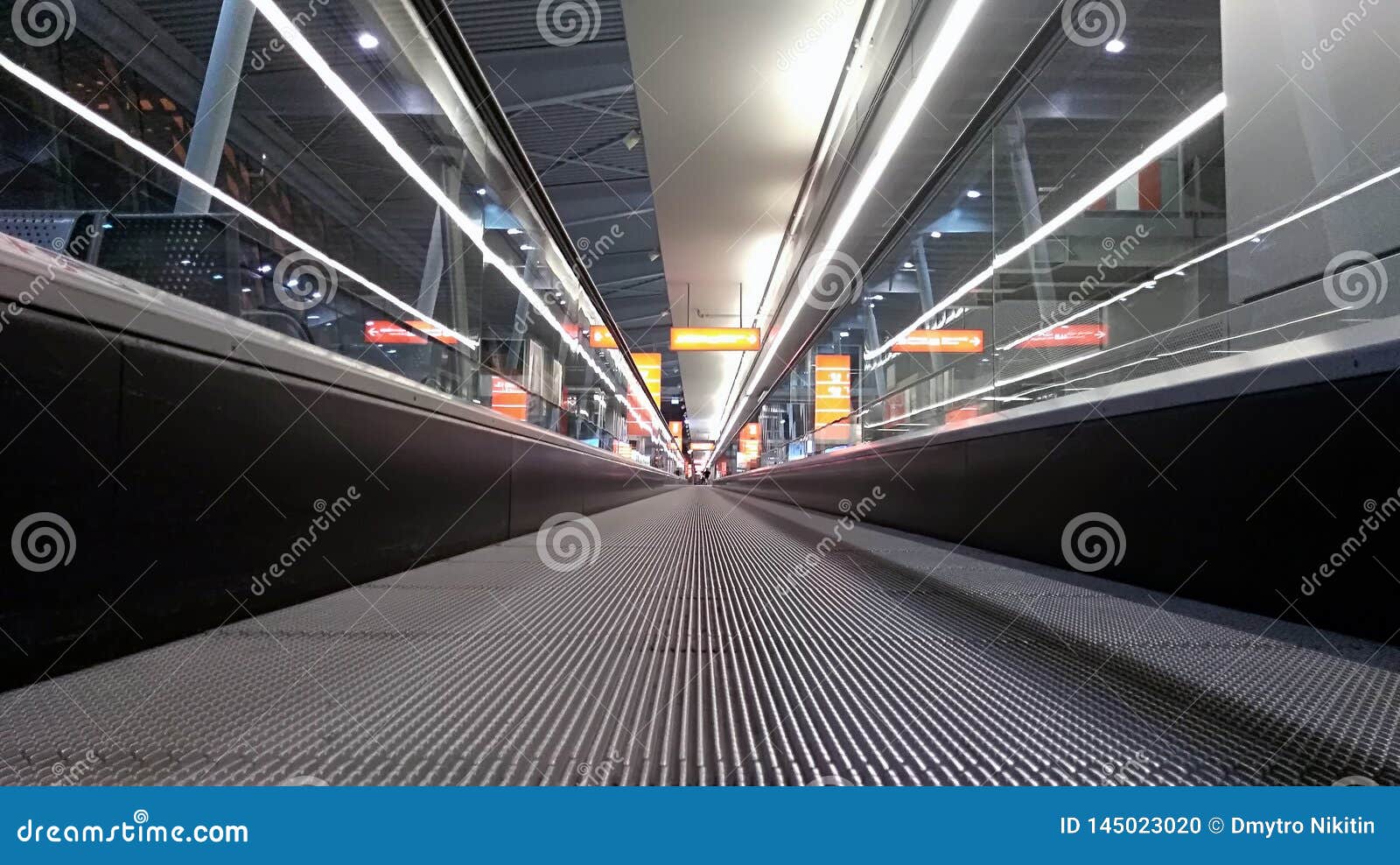 Horizontal Escalator at the Airport/ Details of a Slidewalk, Stock ...