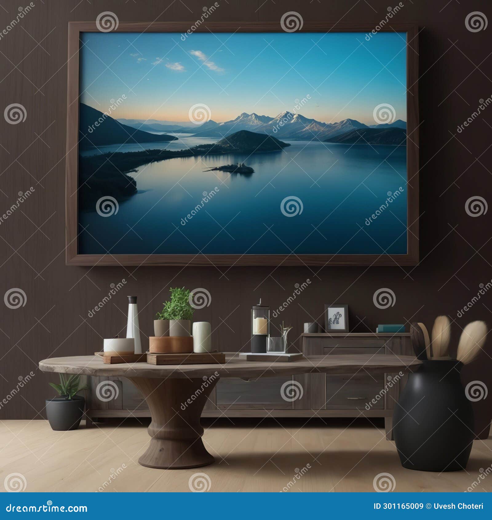 Horizontal Extra Wide Frame Poster Mock Up with Mild Interior Design ...