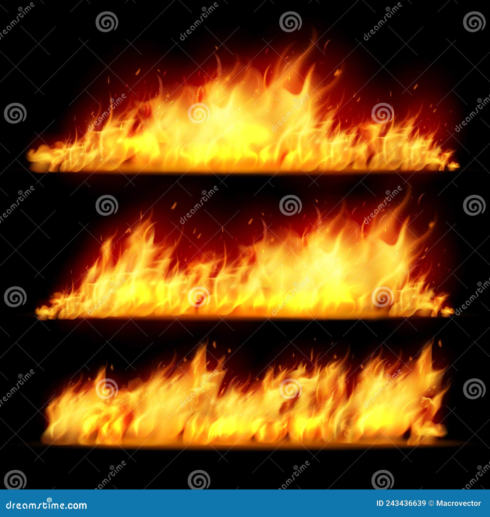 Horizontal Fire Flame For Light Background Vector Illustration ...