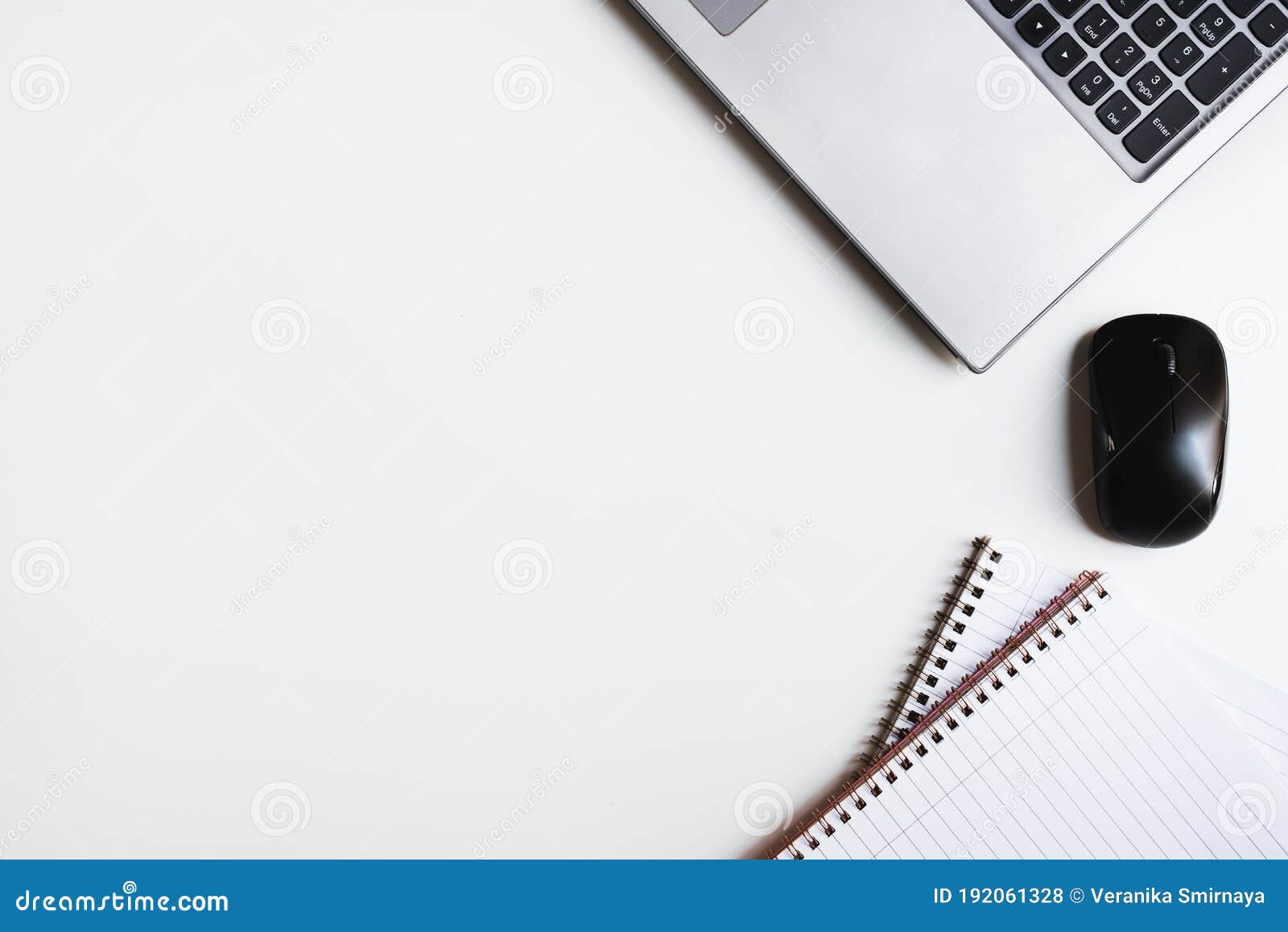 Horizontal Flat Lay with Laptop Keyboard, Computer Mouse and Notebooks ...