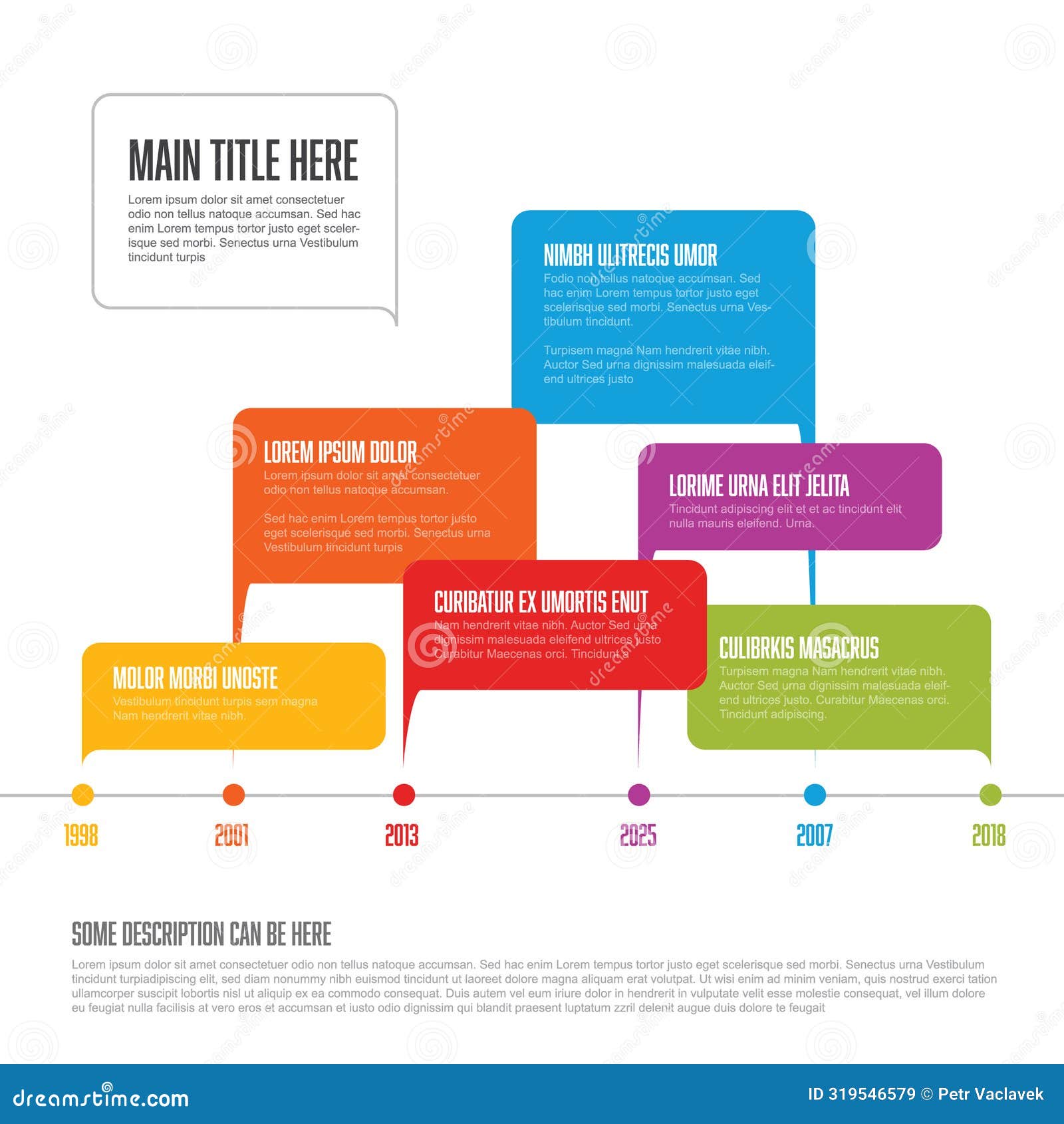 Horizontal Flat Timeline Template Made from Color Rectangle Speech ...